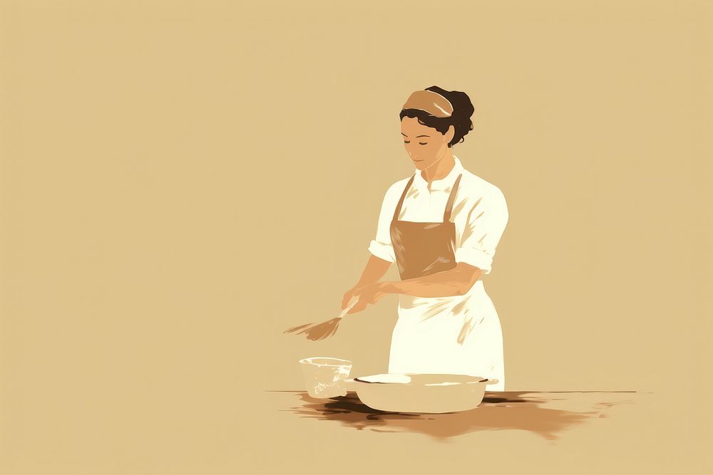 Professional cook standing cleaning cartoon. | Free Photo Illustration ...