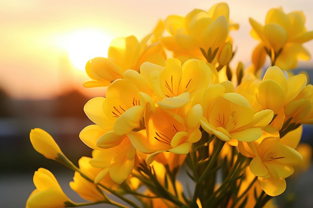 Yellow freesia flower sun sunlight | Free Photo - rawpixel