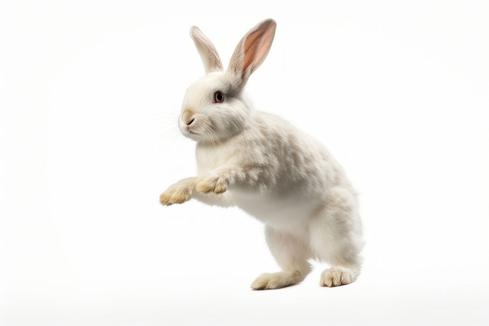 White rabbit lang jump animal | Free Photo - rawpixel
