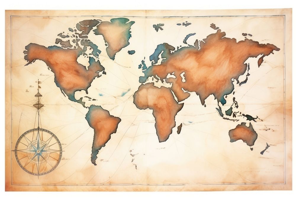 Vintage map exploration topography stained. | Free Photo Illustration ...