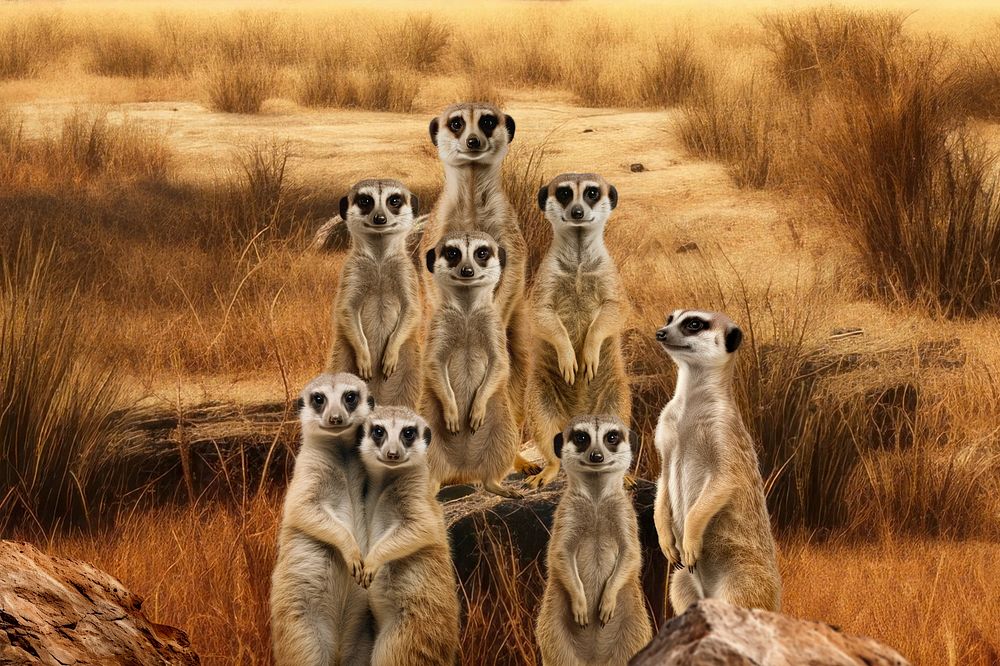 Meerkats animal wildlife nature remix | Premium Photo - rawpixel
