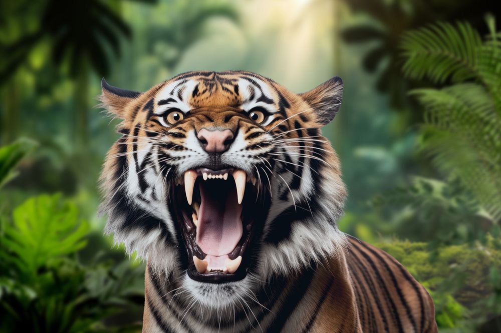 Tiger roaring wildlife animal mammal | Premium Photo - rawpixel
