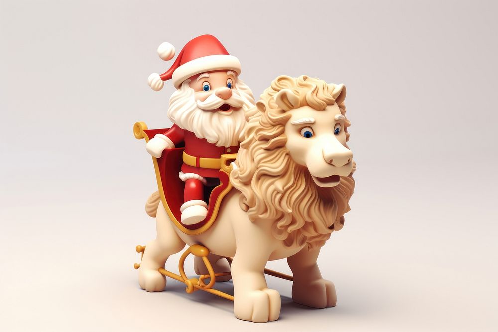 Lion santa christmas figurine horse. | Free Photo Illustration - rawpixel