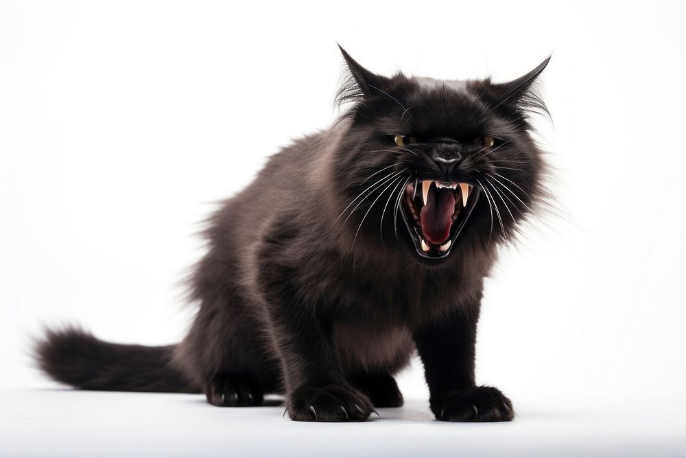 Black grumpy screaming cat mammal | Free Photo - rawpixel