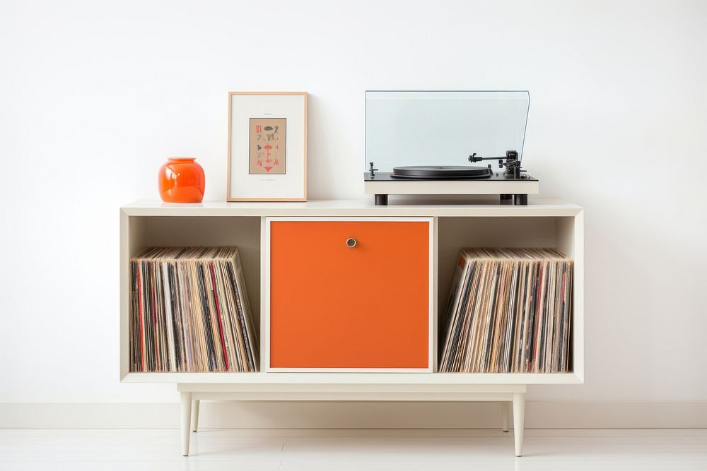 Retro vinyl storage cabinet. AI | Premium Photo - rawpixel