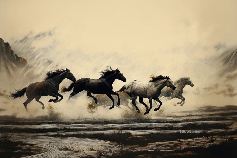 Horse running wallpaper outdoors animal | Premium Photo Illustration ...