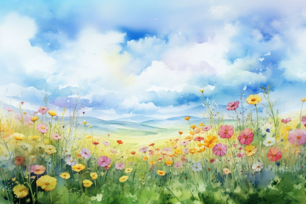 spring flower field backgrounds landscape | Free Photo Illustration ...