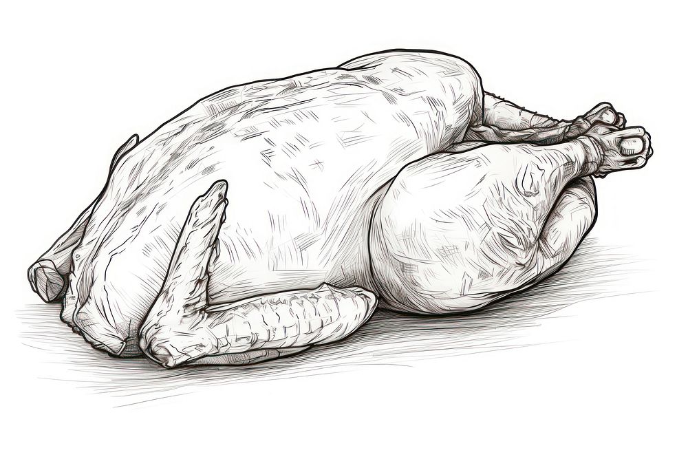 Whole stuffed chicken sketch drawing | Free Photo Illustration - rawpixel