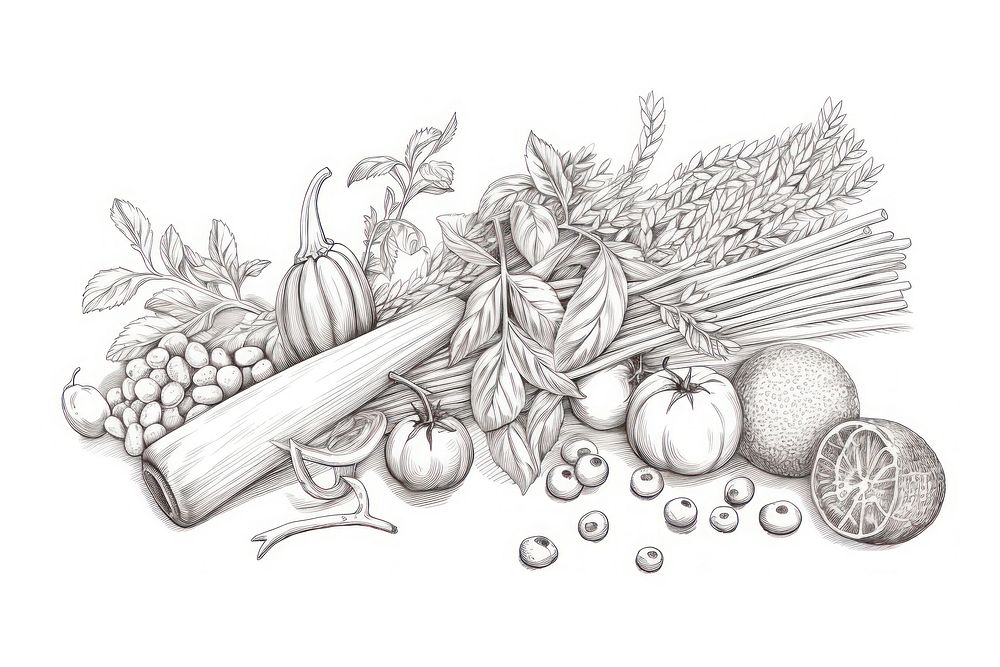 Food ingredient drawing sketch. AI | Free Photo Illustration - rawpixel