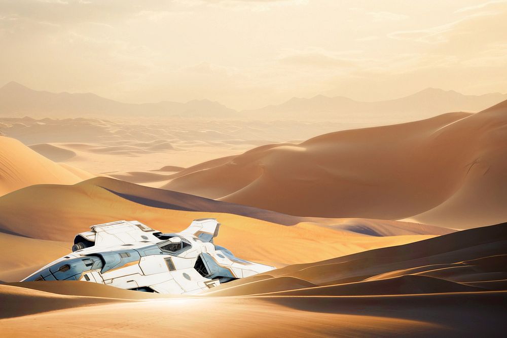 Spaceship sandy planet fantasy remix | Premium Photo Illustration ...