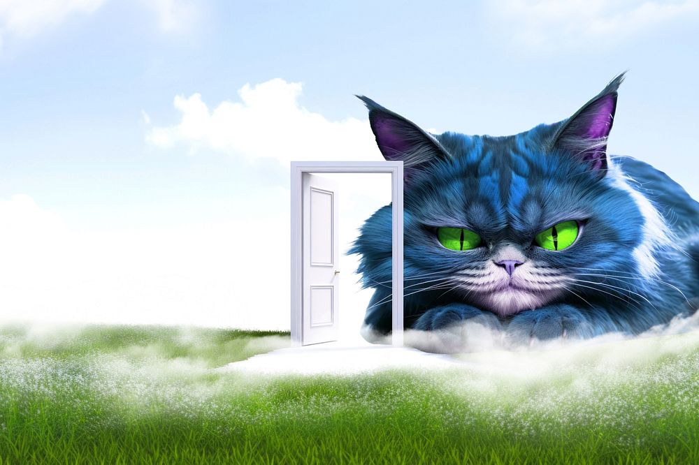 Giant cat & portal door | Premium Photo Illustration - rawpixel