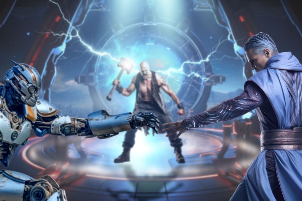 Electric stage fight fantasy remix | Free Photo Illustration - rawpixel