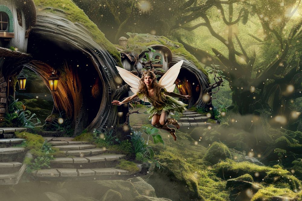 Fairy flying forest fantasy remix | Free Photo Illustration - rawpixel