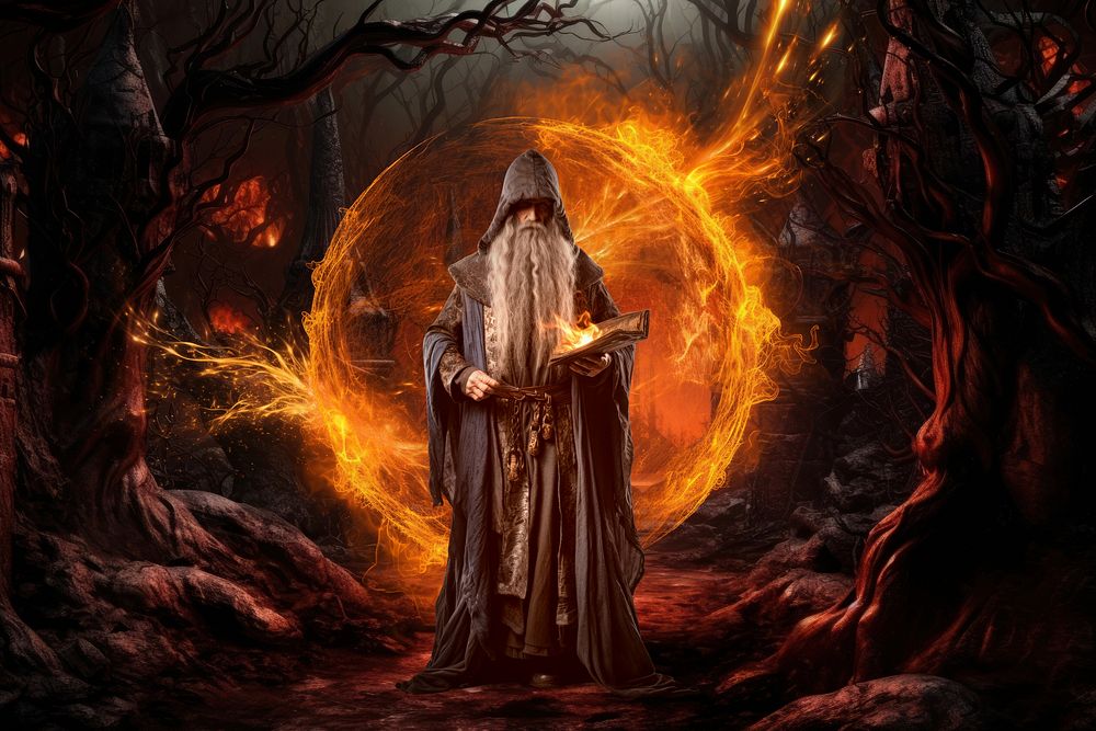 Wizard casting spell fantasy remix | Free Photo Illustration - rawpixel