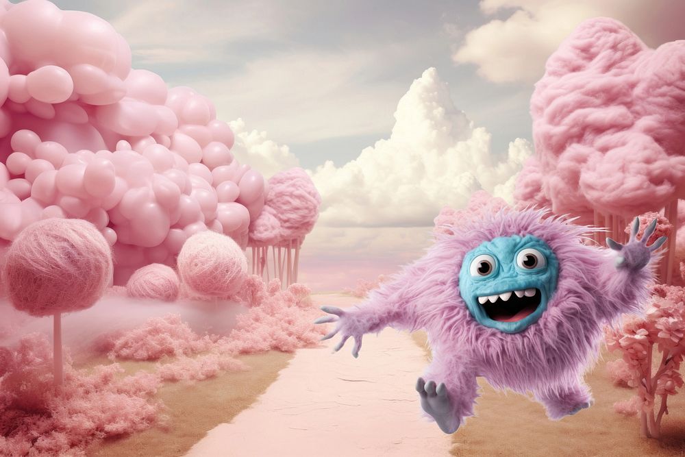 Fluff monster roaming fantasy remix | Free Photo Illustration - rawpixel