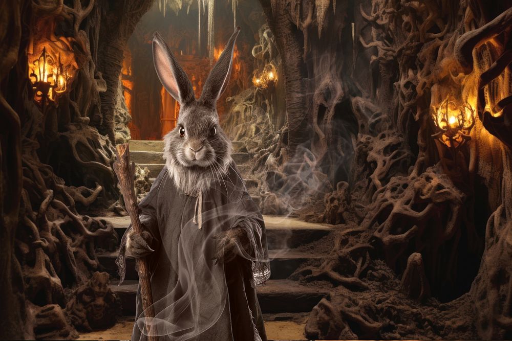 Bunny elder wizard fantasy remix | Premium Photo Illustration - rawpixel