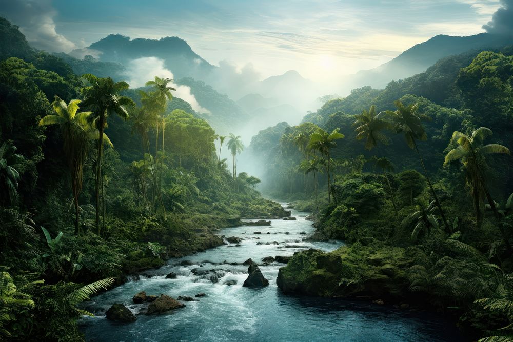 Tropical rainforest vegetation landscape outdoors | Premium Photo ...