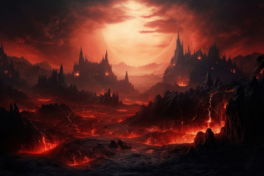 Hell landscape outdoors spirituality. AI | Premium Photo - rawpixel