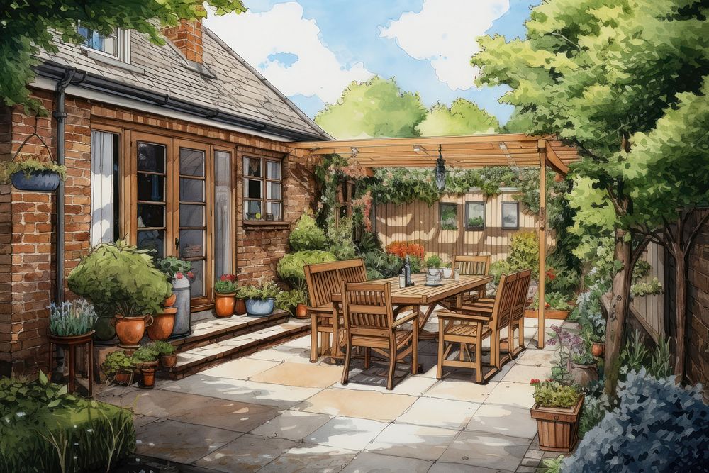 Back garden patio architecture building | Free Photo Illustration ...