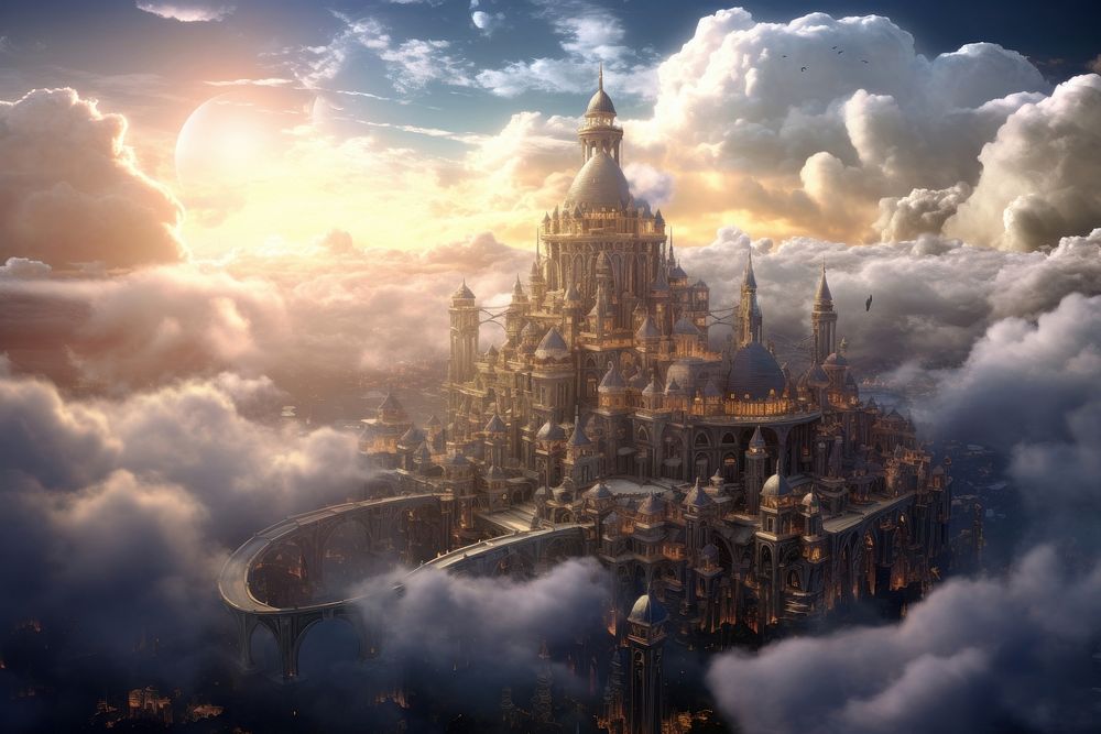 Cloud city architecture building. AI | Premium Photo - rawpixel