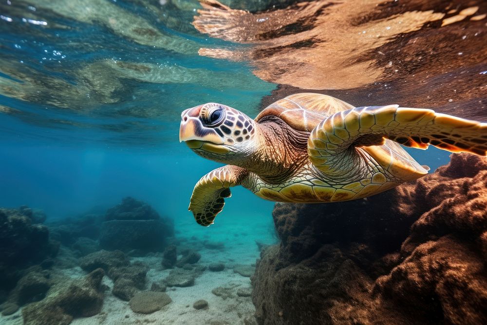 Sea turtle underwater outdoors reptile. | Free Photo - rawpixel