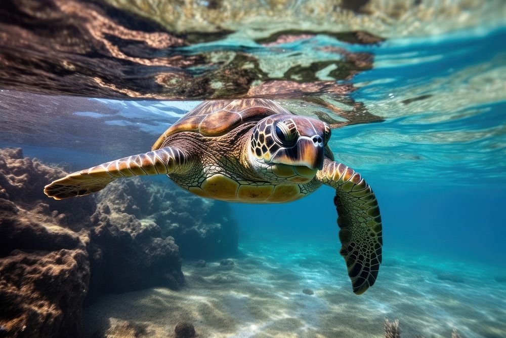 Sea turtle underwater outdoors reptile. | Premium Photo - rawpixel