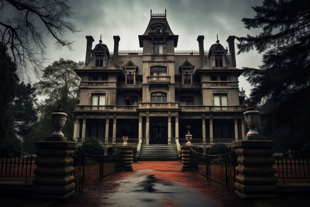 Haunted mansion architecture building outdoors. | Free Photo - rawpixel
