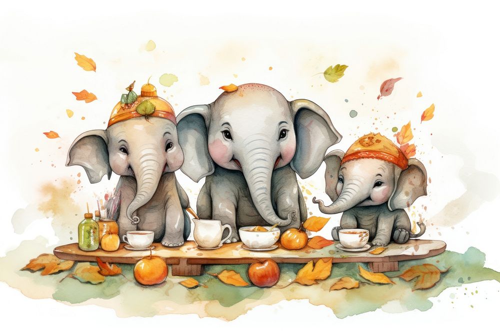 Cute elephant family cartoon mammal | Premium Photo Illustration - rawpixel