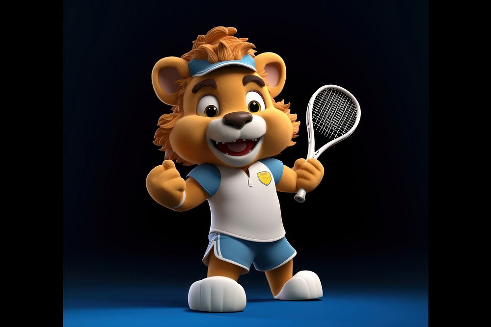 Lion tennis racket cartoon. AI | Premium Photo Illustration - rawpixel