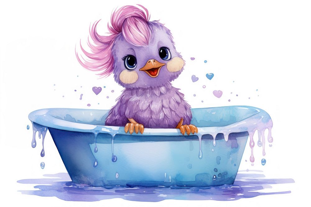 Bird beauty salon character bathtub | Premium Photo Illustration - rawpixel
