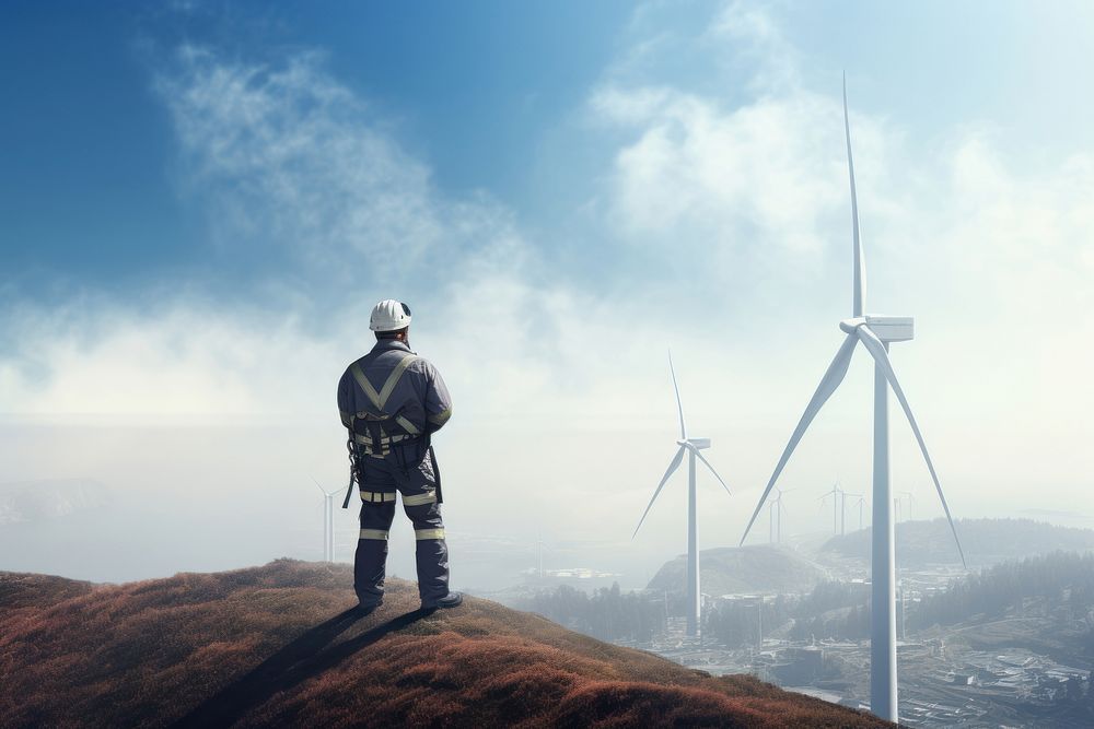 Wind turbine worker windmill outdoors | Free Photo - rawpixel