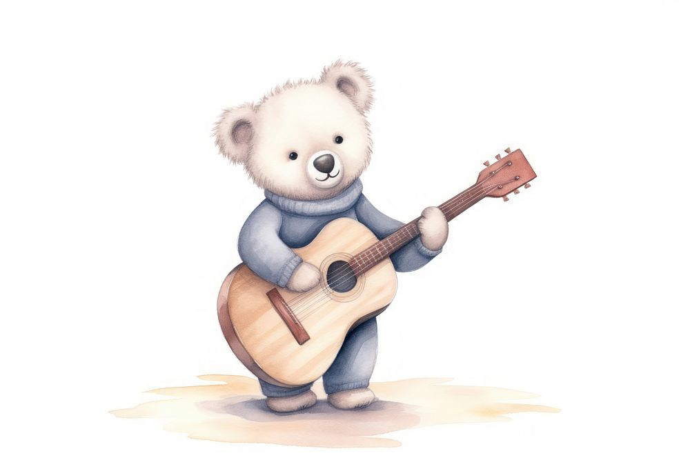 Bear singing musician cartoon guitar. | Premium Photo Illustration ...