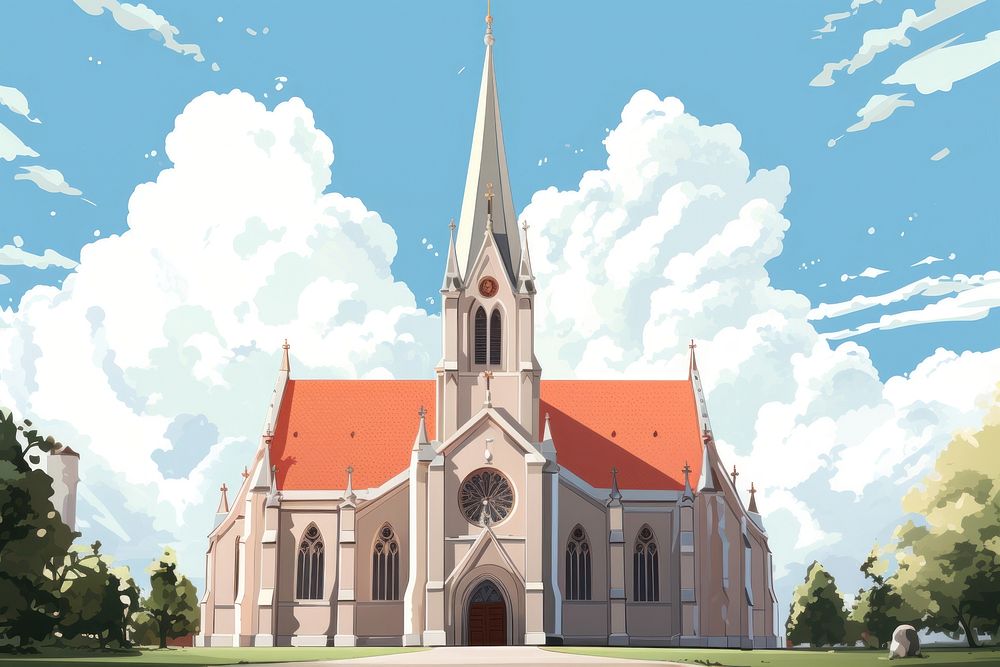 Chruch architecture building steeple | Free Photo Illustration - rawpixel