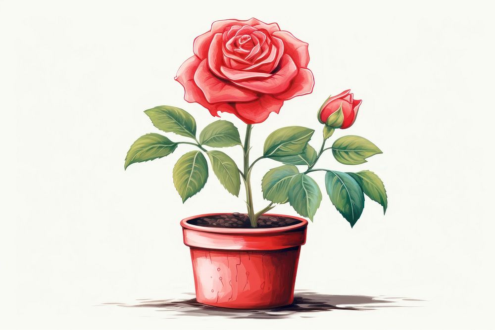 Rose flower plant pot. | Free Photo Illustration - rawpixel