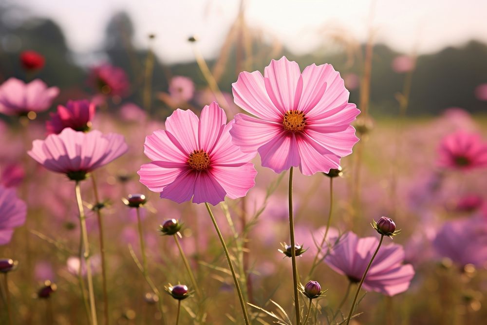Cosmos flower field outdoors. AI | Free Photo - rawpixel