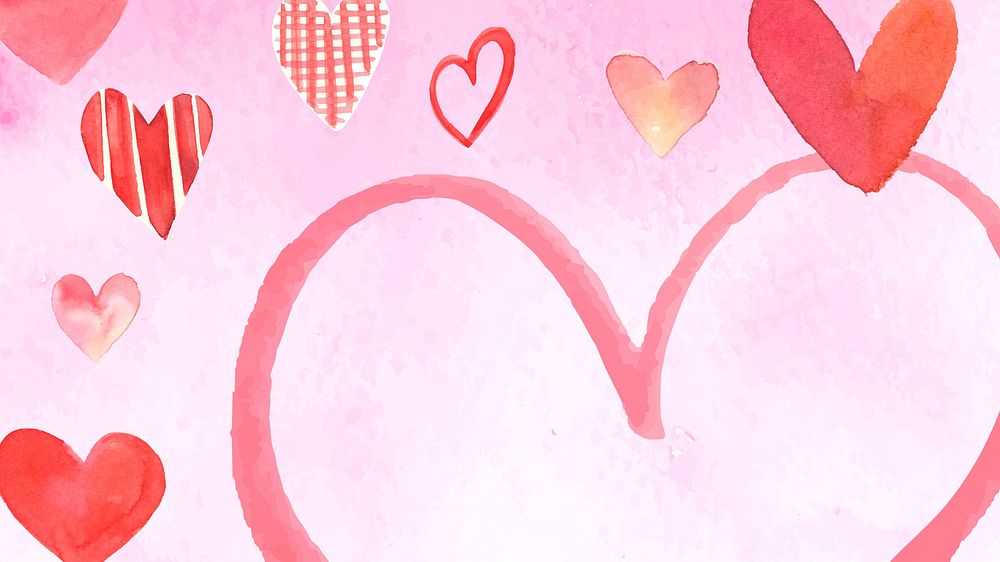 Pink doodle heart desktop wallpaper | Free Photo Illustration - rawpixel