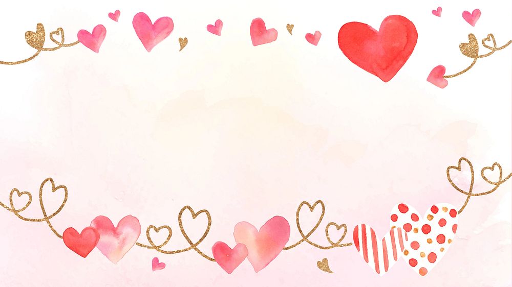 Watercolor heart border background | Free Photo Illustration - rawpixel