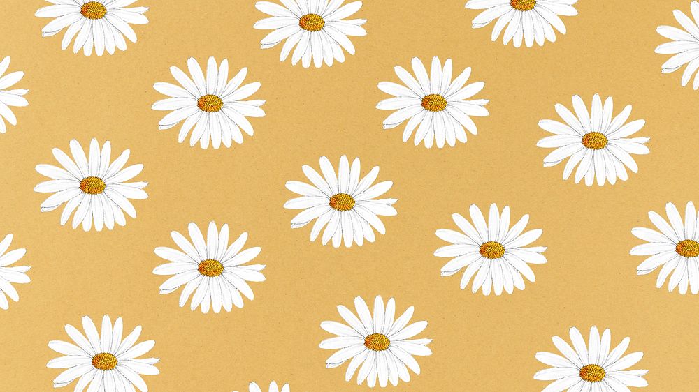 White flower patterned desktop wallpaper | Free Photo Illustration ...