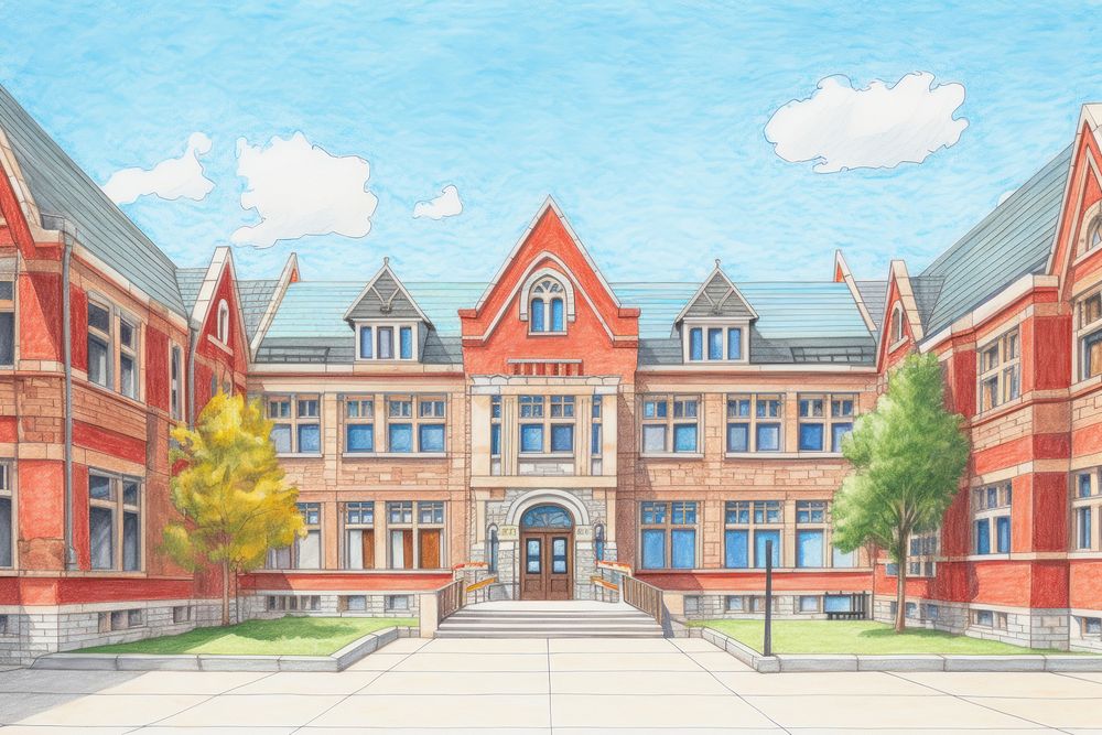 School building architecture street house. | Free Photo Illustration ...
