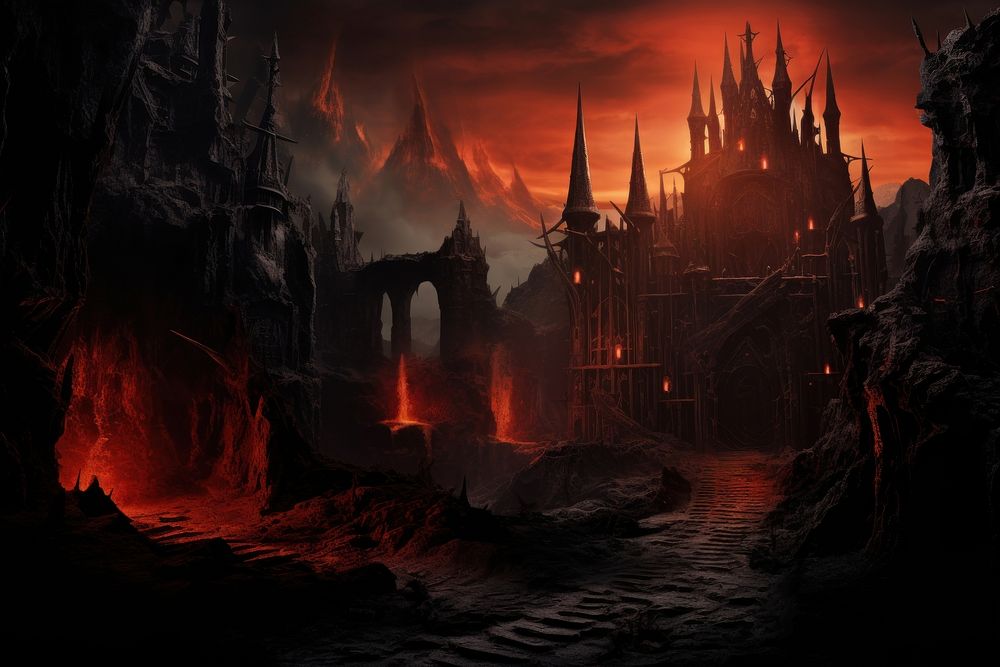 Demon castle spirituality architecture monochrome. | Premium Photo ...