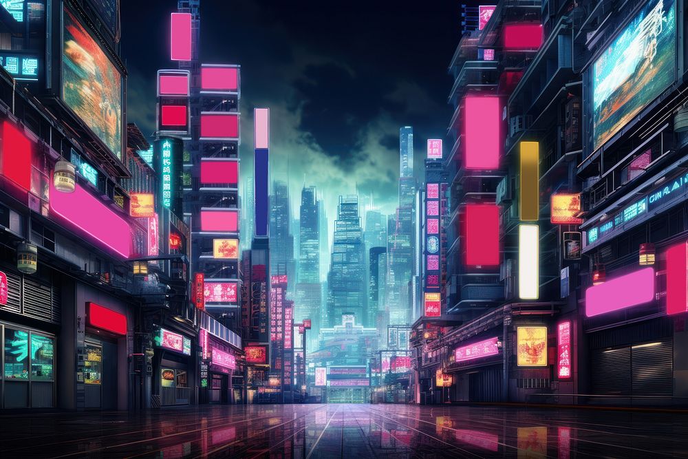 neon cityscape building architecture metropolis. | Free Photo - rawpixel