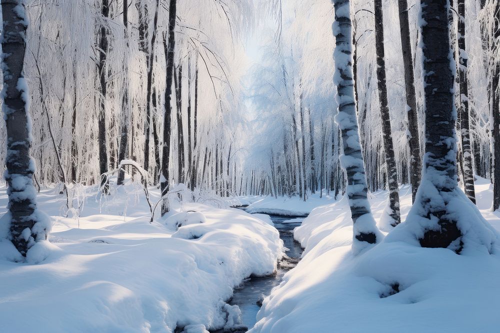 Winter forest landscape outdoors. AI | Premium Photo - rawpixel