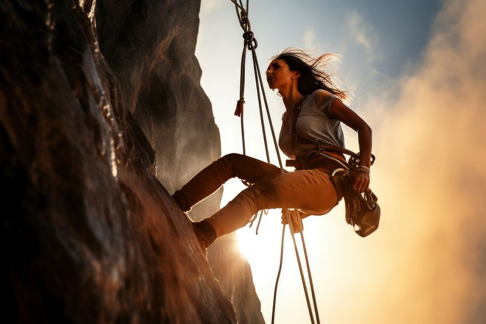 Woman abseiling recreation adventure climbing. | Free Photo - rawpixel