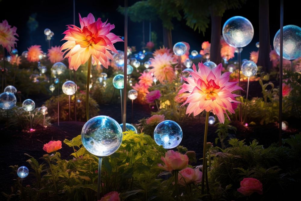 Flower night illuminated outdoors. AI | Free Photo - rawpixel