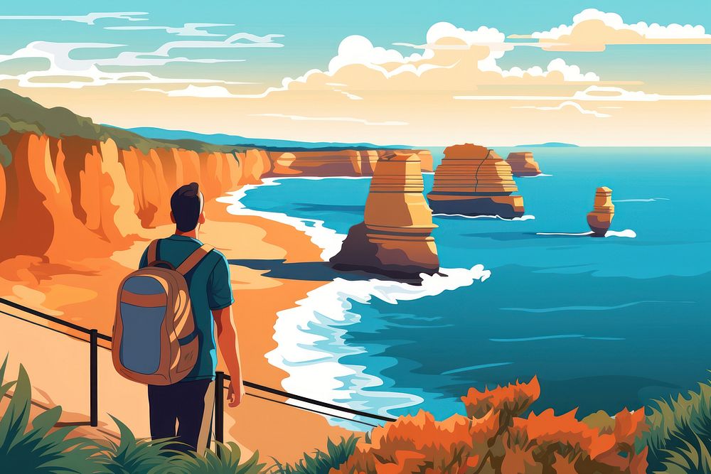 Ocean outdoors backpack nature. AI | Free Photo Illustration - rawpixel