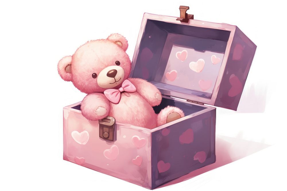 Teddy bear box pink toy. | Free Photo Illustration - rawpixel