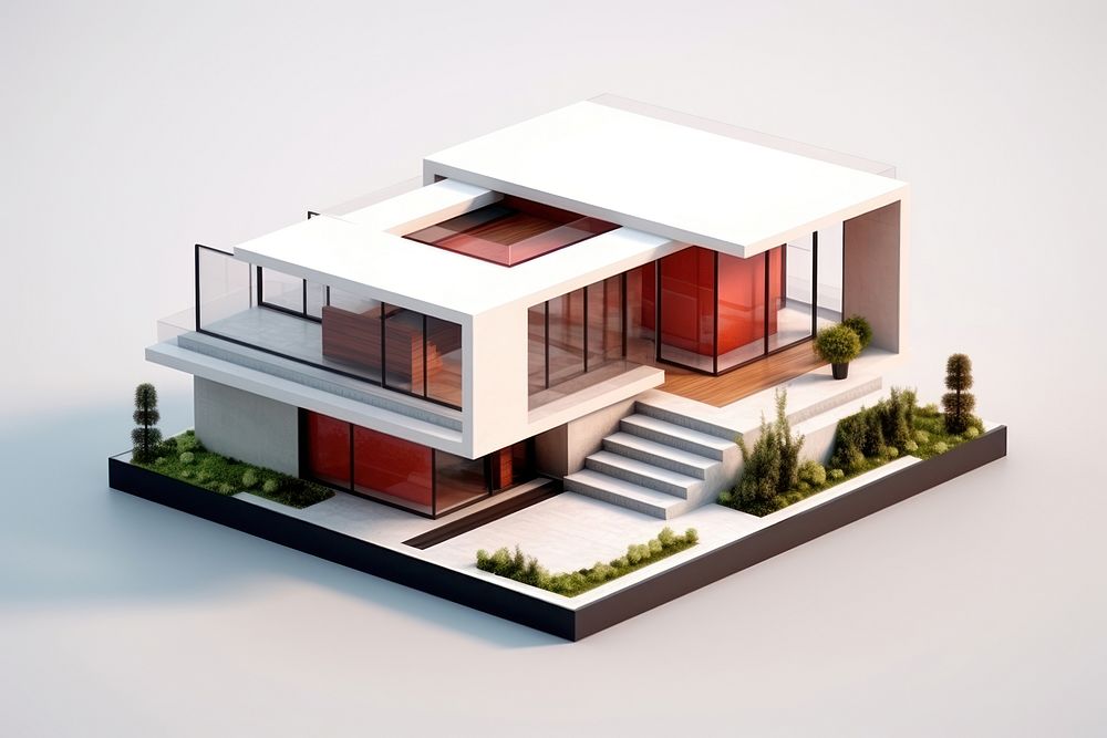 House isometric modern architecture. | Free Photo Illustration - rawpixel