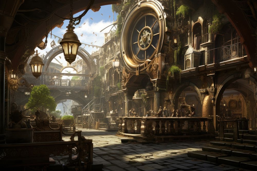 Steampunk fantasy architecture building worship. | Premium Photo - rawpixel