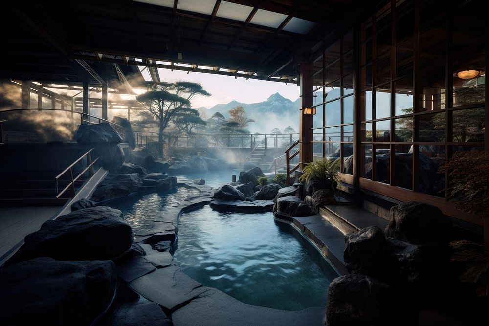 Onsen architecture building outdoors. AI | Free Photo - rawpixel