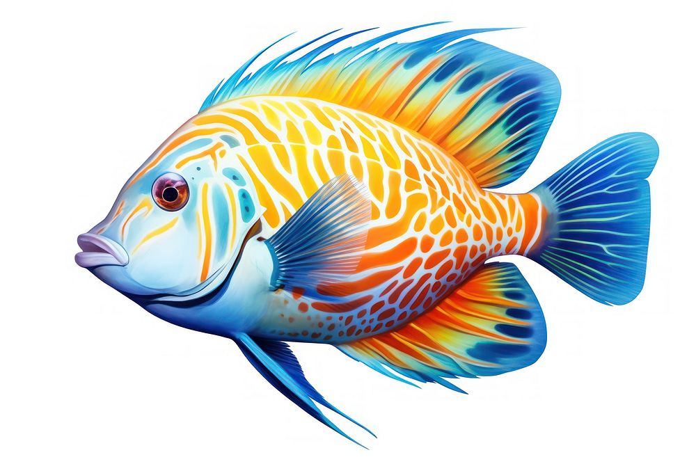 Tropical fish animal white background | Free Photo Illustration - rawpixel